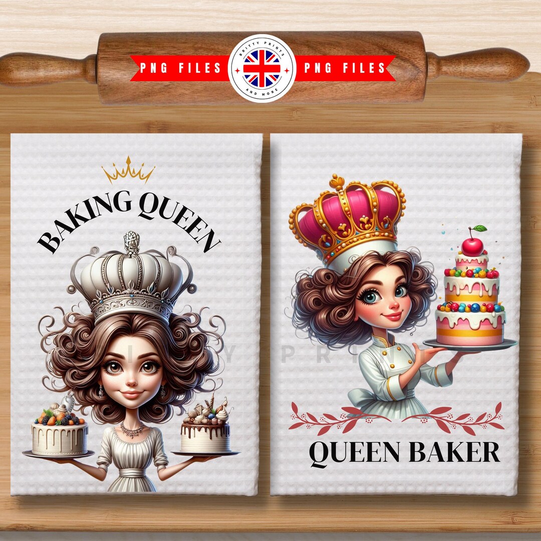 Queen Baker, 2 Pngs, Queen Baker Towel Clip Art, Chef Sublimation ...