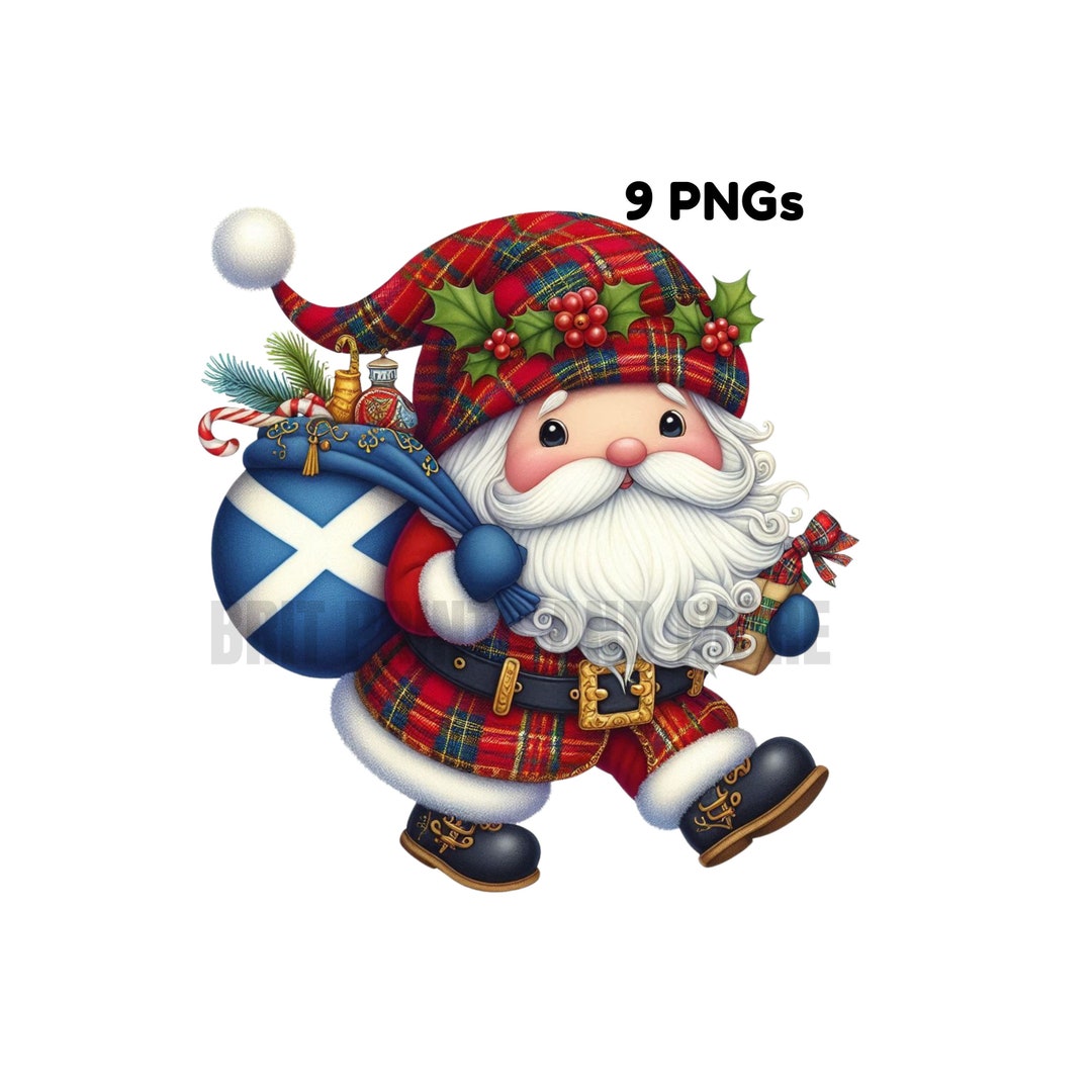 Scottish Tartan Santa Pngs: Christmas Sublimation (digital Download) - Etsy