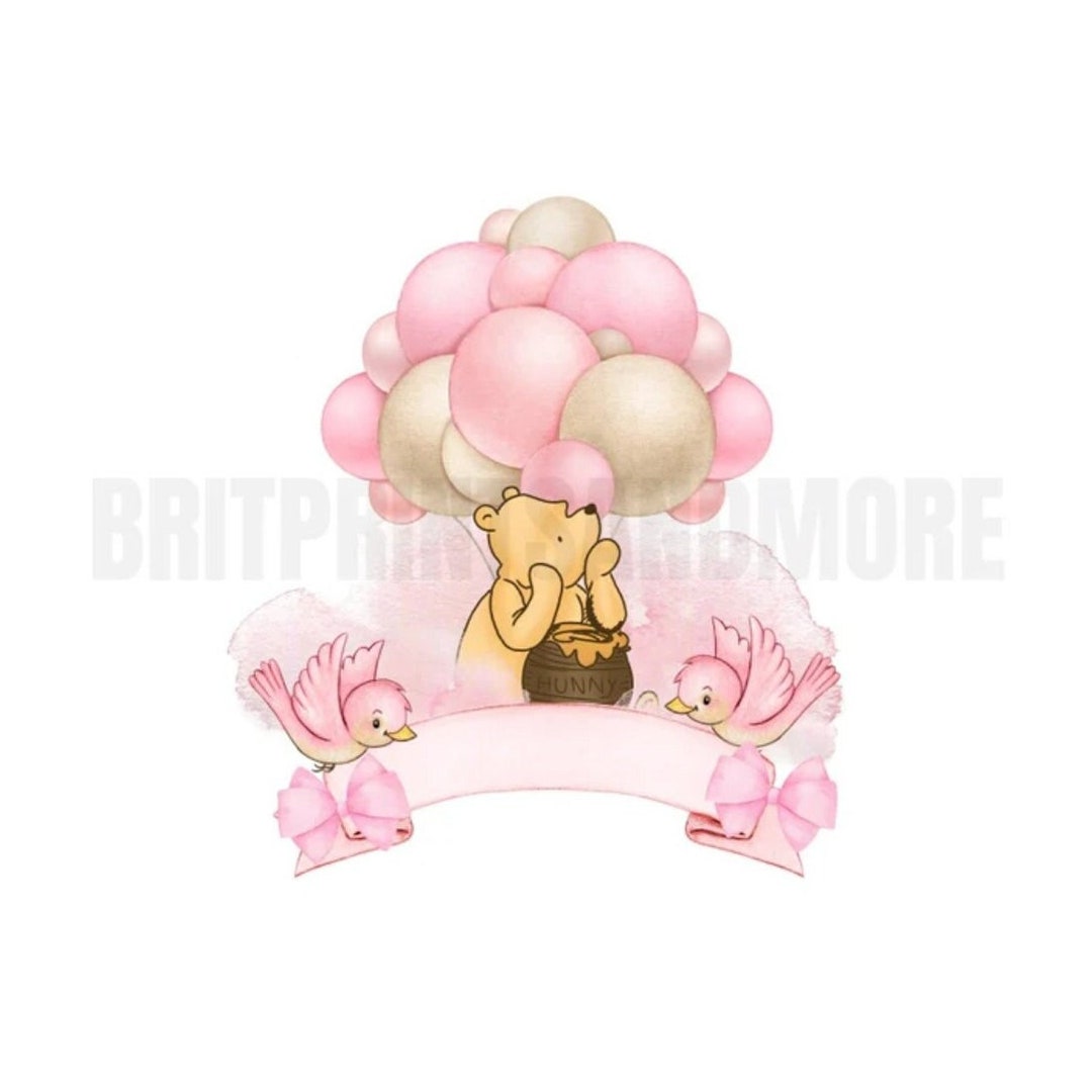 Classic Winnie-the-pooh Pink Balloon Watercolor PNG, Classic-pooh Scene ...