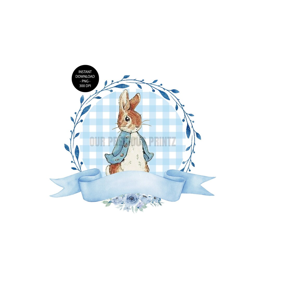 Peter Rabbit Blue Gingham Wreath PNG, Blue Jacket Peter Rabbit Blue ...
