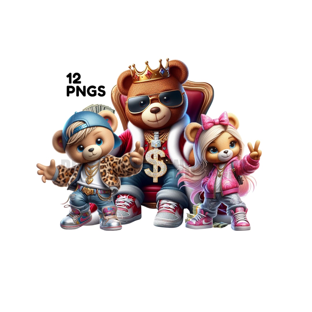 Cute Hip Hop Teddy Bears 12 PNG, Cool Girl Teddies Clip Art, Cool Boy ...