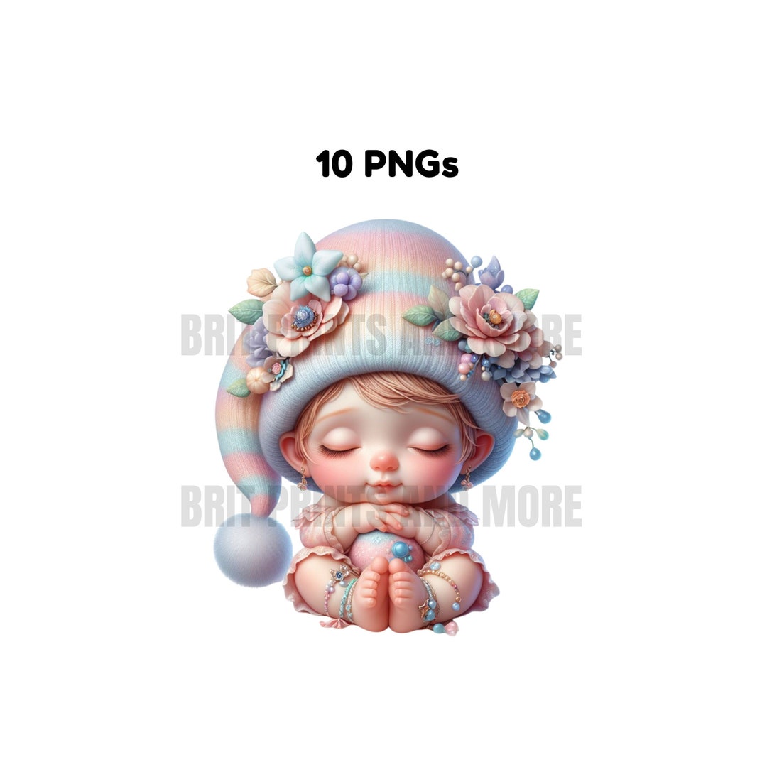 Cute Baby Gnomes, 11 PNG, Sleeping Baby Clip Art, Baby Watercolor Gnome ...