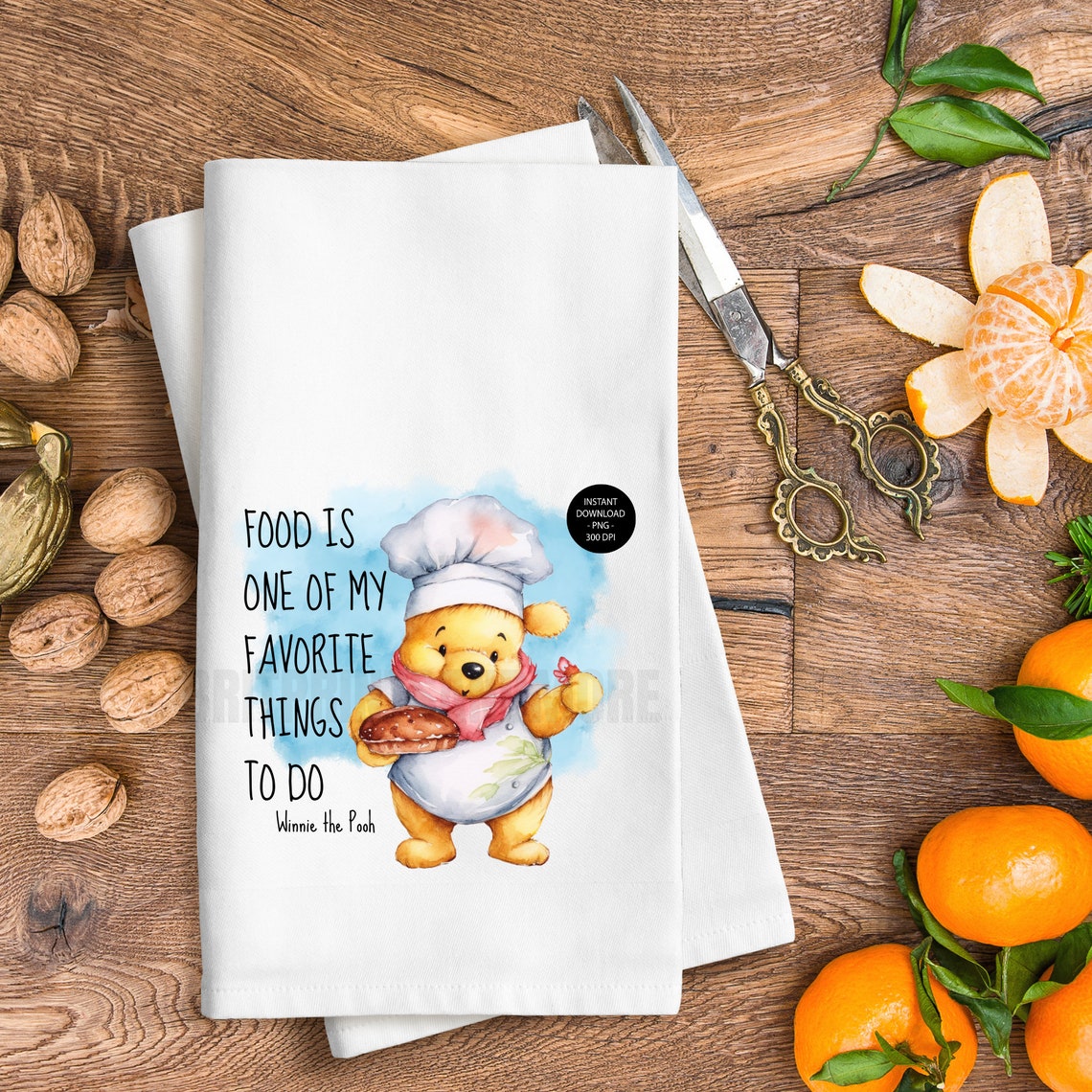 Classic Winnie-the-pooh Chef Watercolor PNG Classic-pooh - Etsy