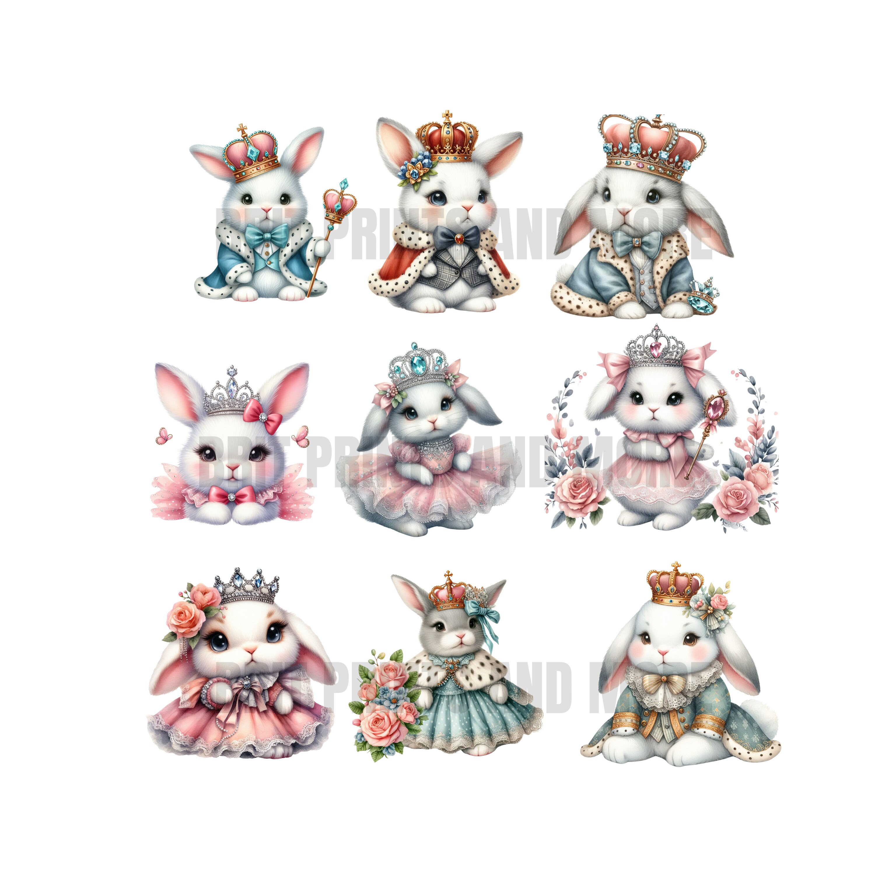 Royal Bunnies PNG, Princess Rabbits Clip Art, King and Queen Bunnies ...