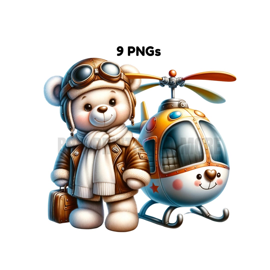 9 Pngs Aviator Teddy Bears, Pilot Teddy Clip Art, Helicopter Teddy ...