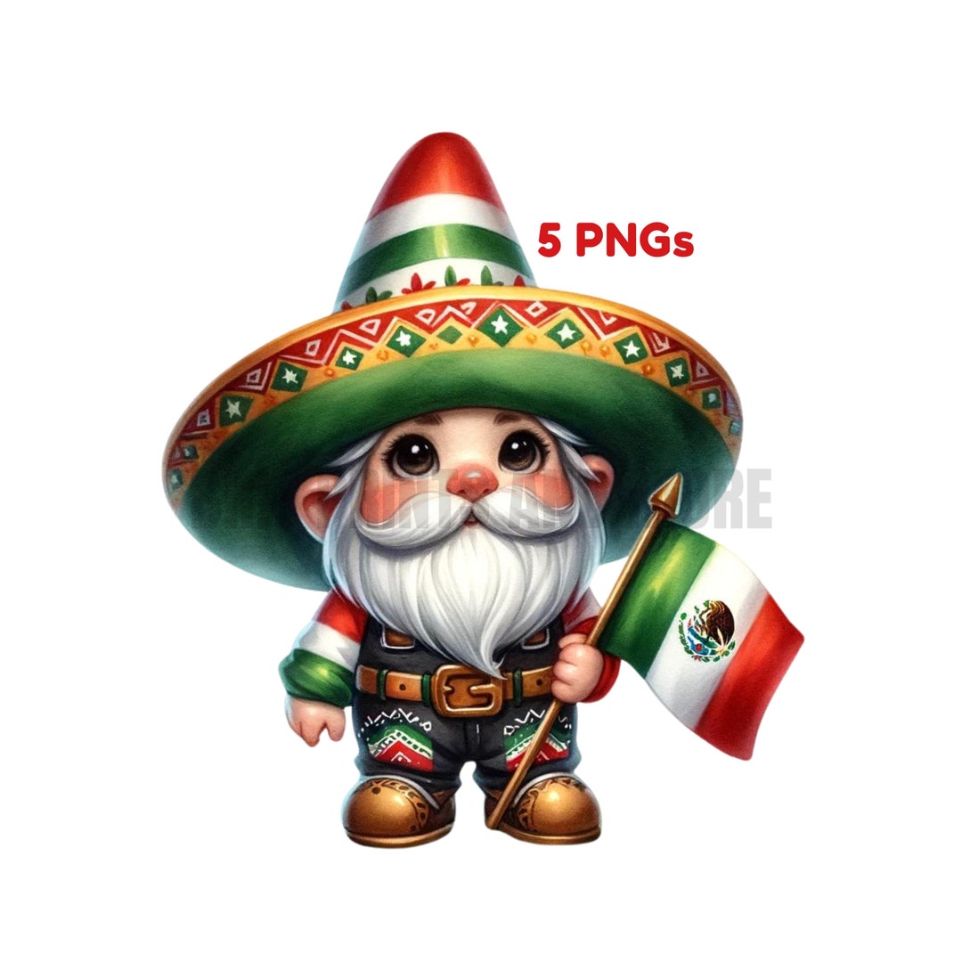Mexican Flag Gnome Clip Art: Cinco De Mayo PNG Set (digital Download ...