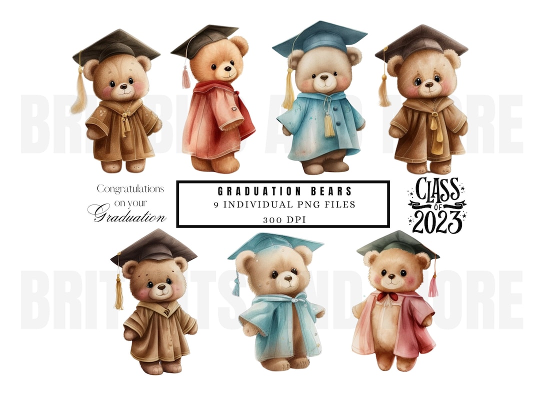 Graduation Teddy Bears PNG, Graduate Teddies Clip Art, Graduation Gown ...