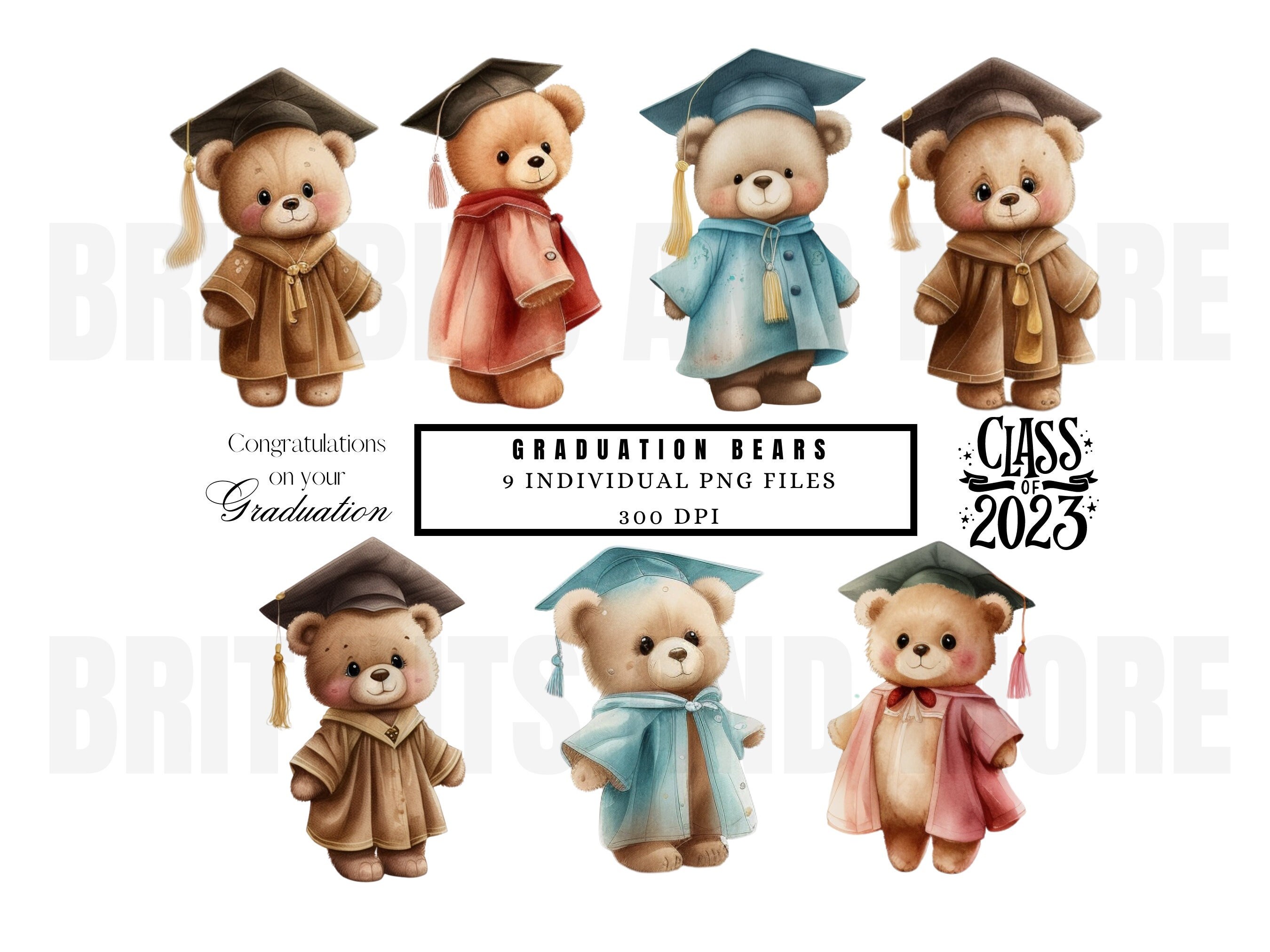 Graduation Teddy Bears PNG Graduate Teddies Clip Art - Etsy