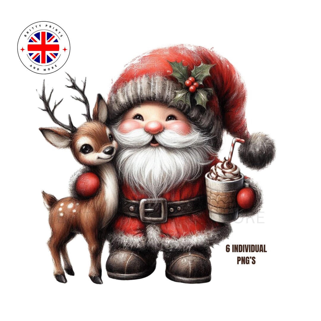 Santa and Reindeer PNG Clip Art, Christmas Sublimation (digital ...