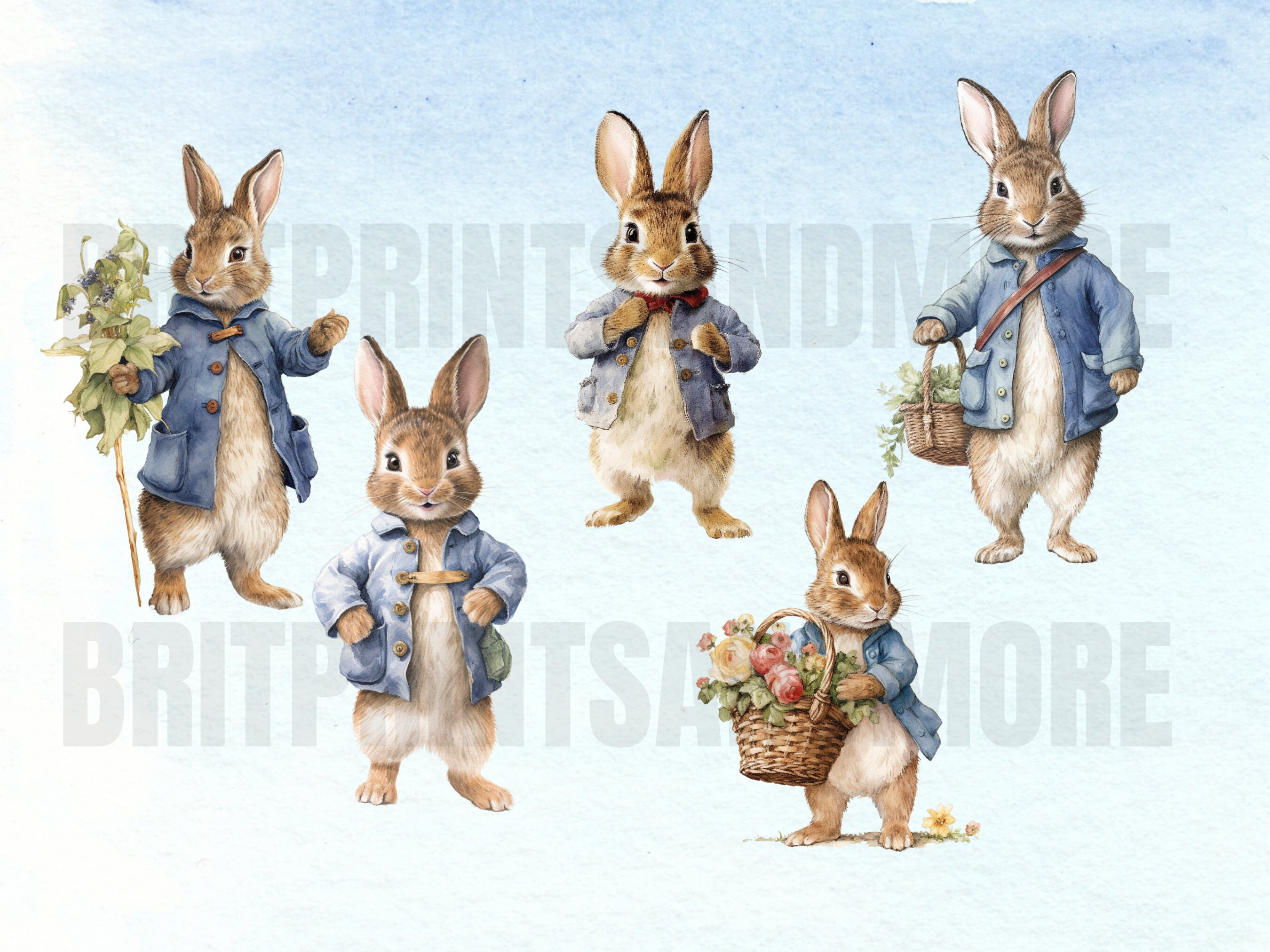 Peter Rabbit Collection, 20 Individual PNG, Beatrix Potter Style Clip ...