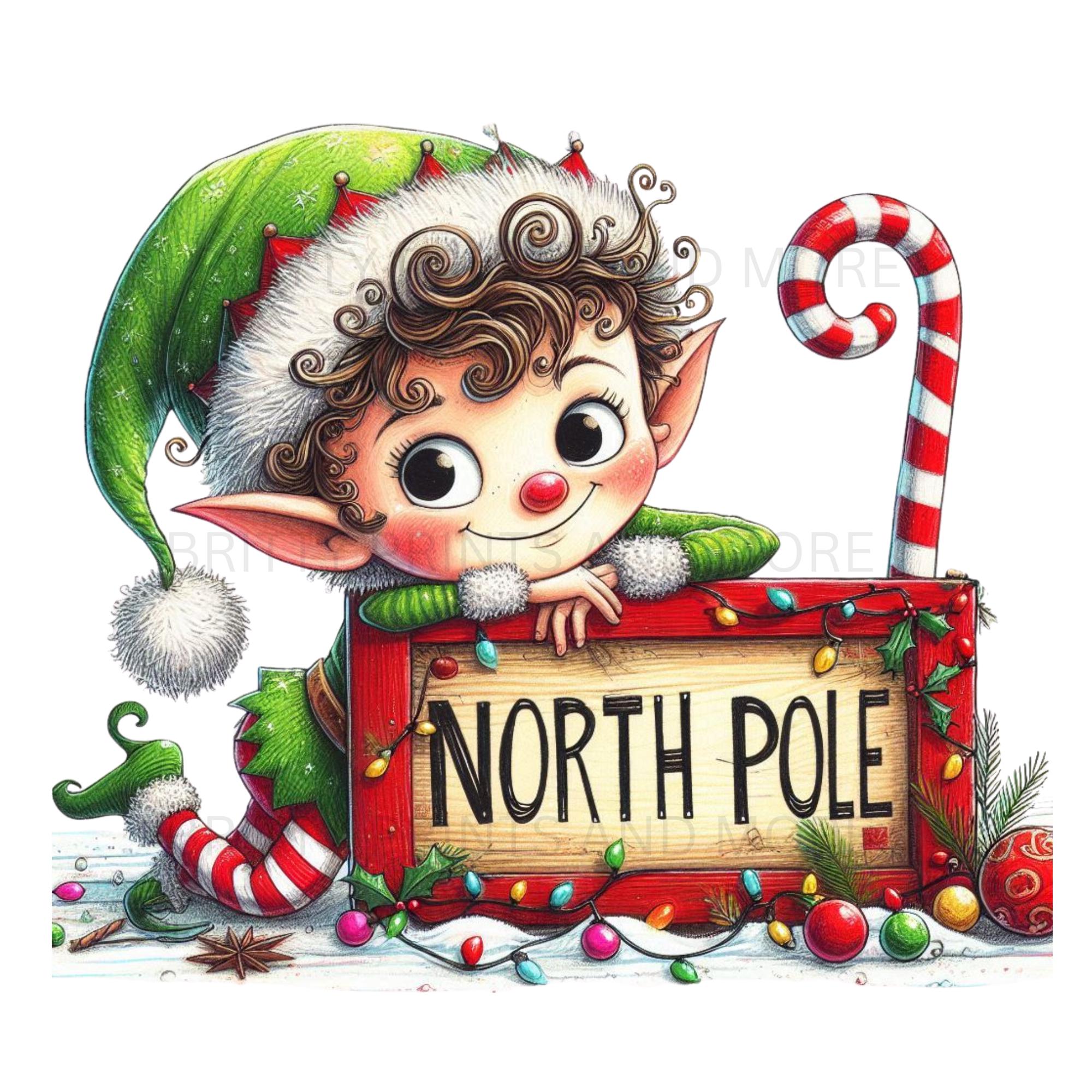Christmas Elf PNG Clipart: Quirky North Pole Design (digital Download ...