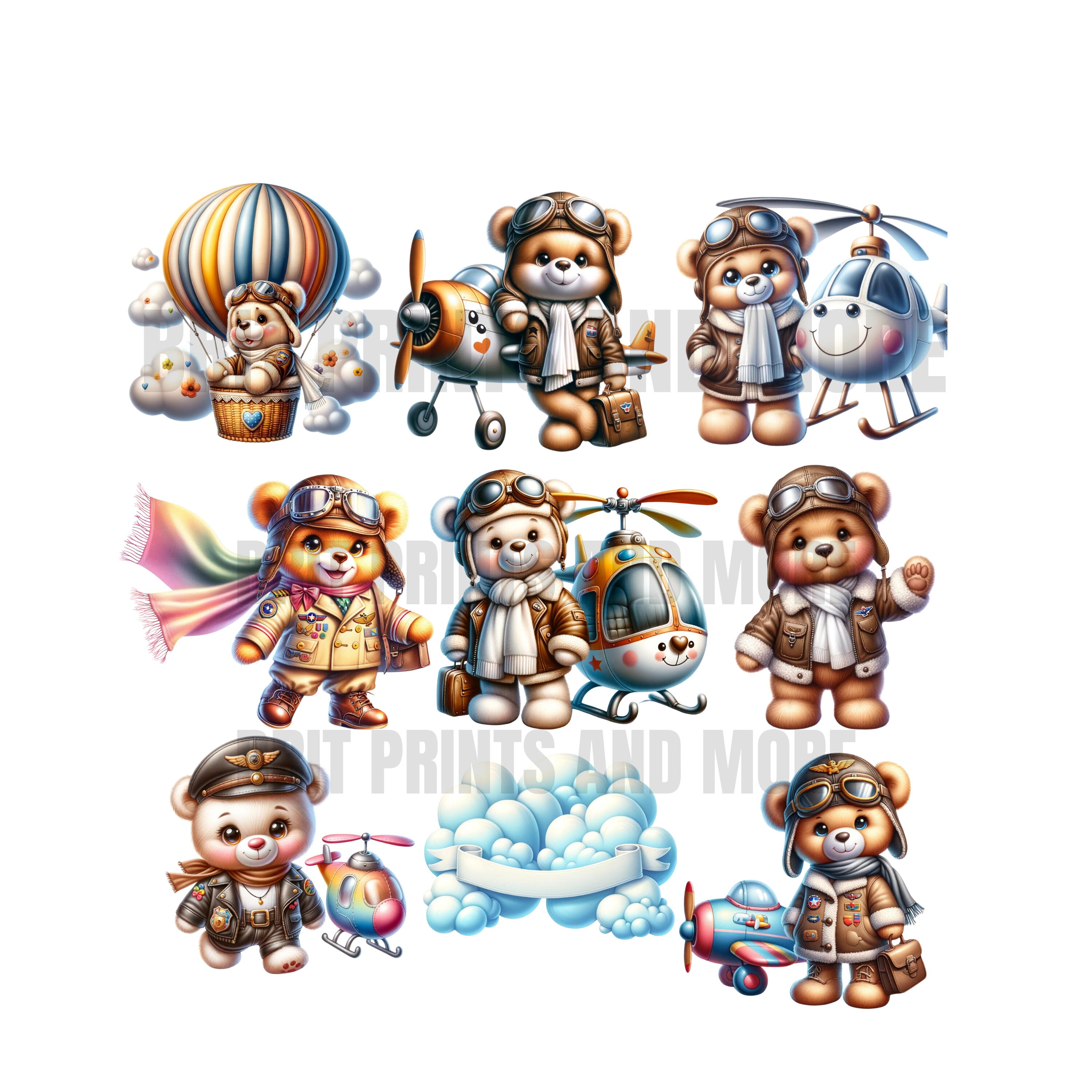 9 Pngs Aviator Teddy Bears, Pilot Teddy Clip Art, Helicopter Teddy ...