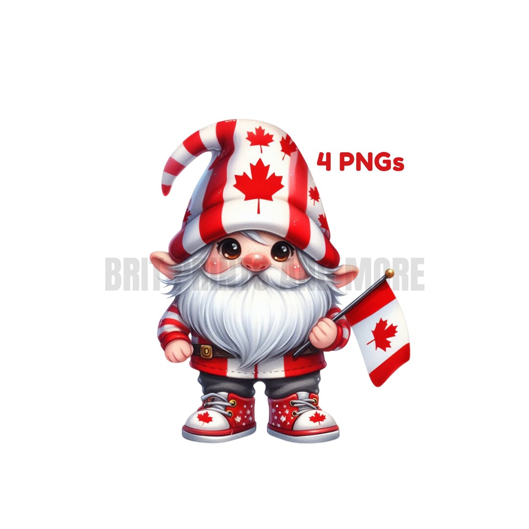 Set of 4 Canada Flag Gnomes PNG, Canadian Gnome Clip Art, Canada Day ...