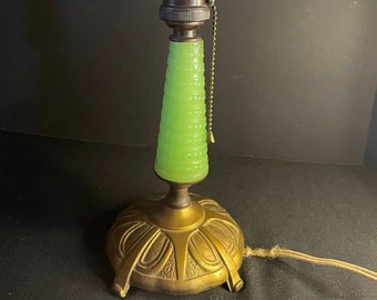 Vintage Art Deco Cast Iron and Jadeite Lamp Antique Cast Iron & Jadeite ...