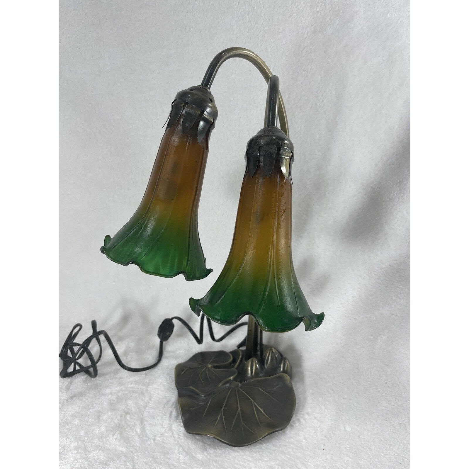 Large VTG Mid Century Brass Lily Lamp Tiffany Style Base Tulip - Etsy