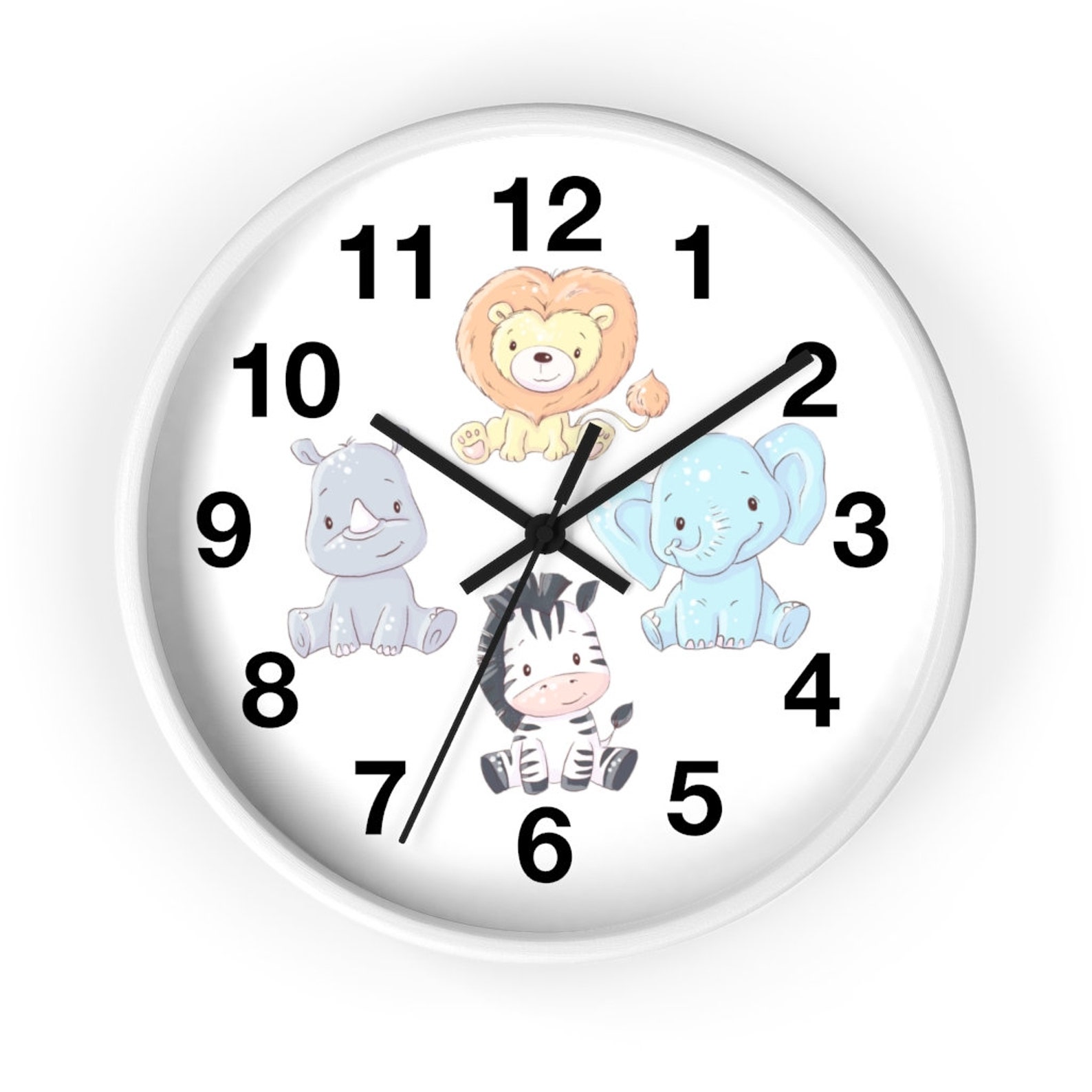 Cute Safari Animals Silent Wall Clock for Nursery - Etsy
