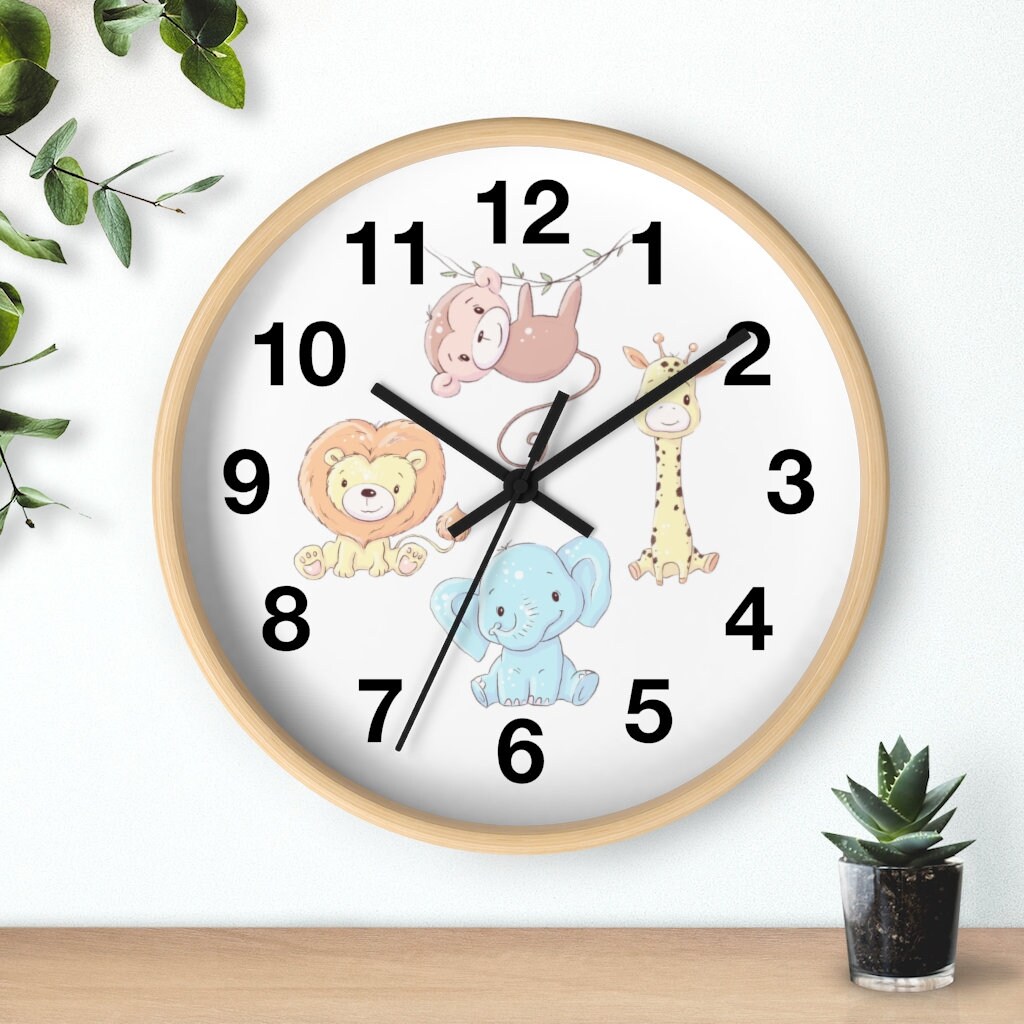 Safari Animals Silent Wall Clock for Nursery - Etsy