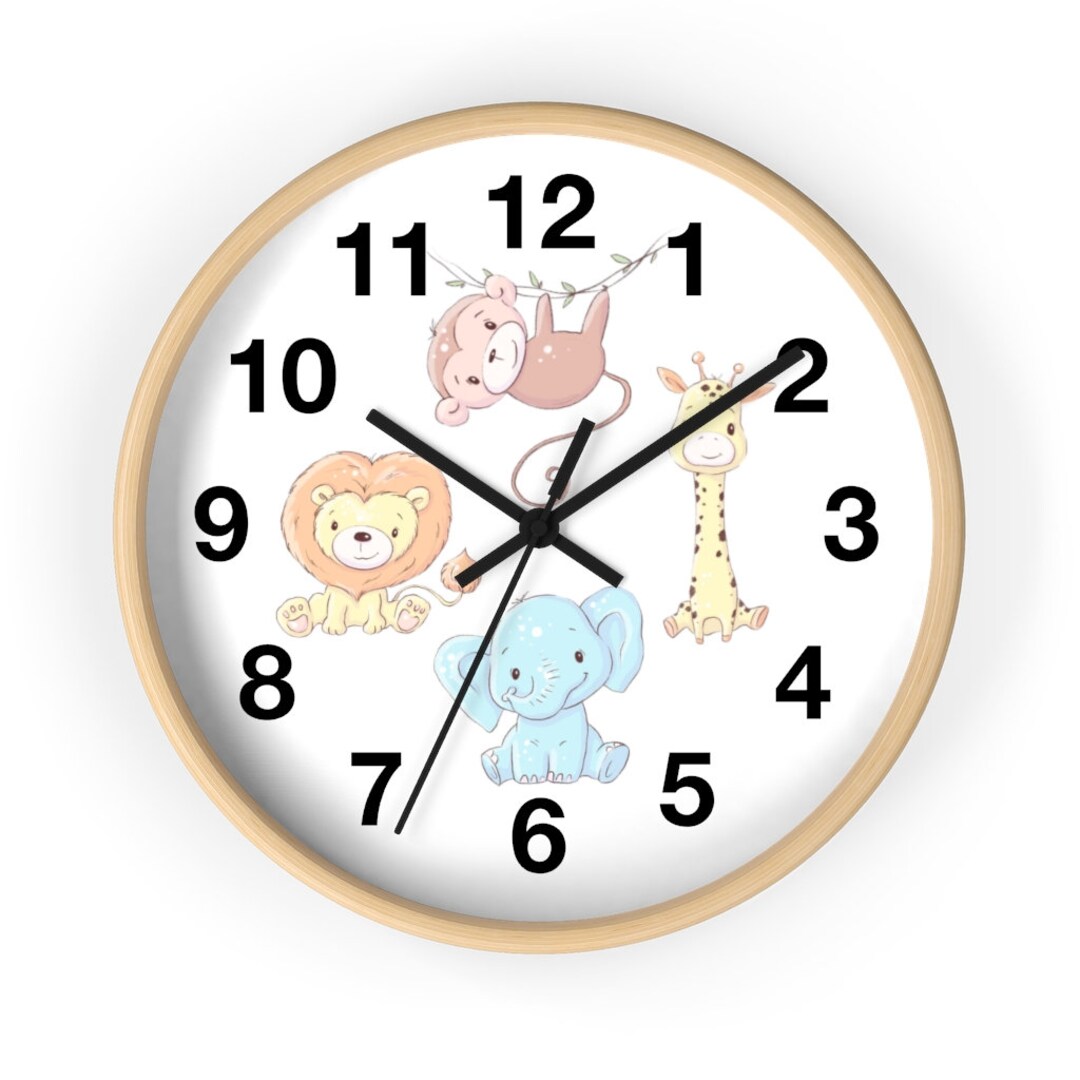 Safari Animals Silent Wall Clock for Nursery - Etsy