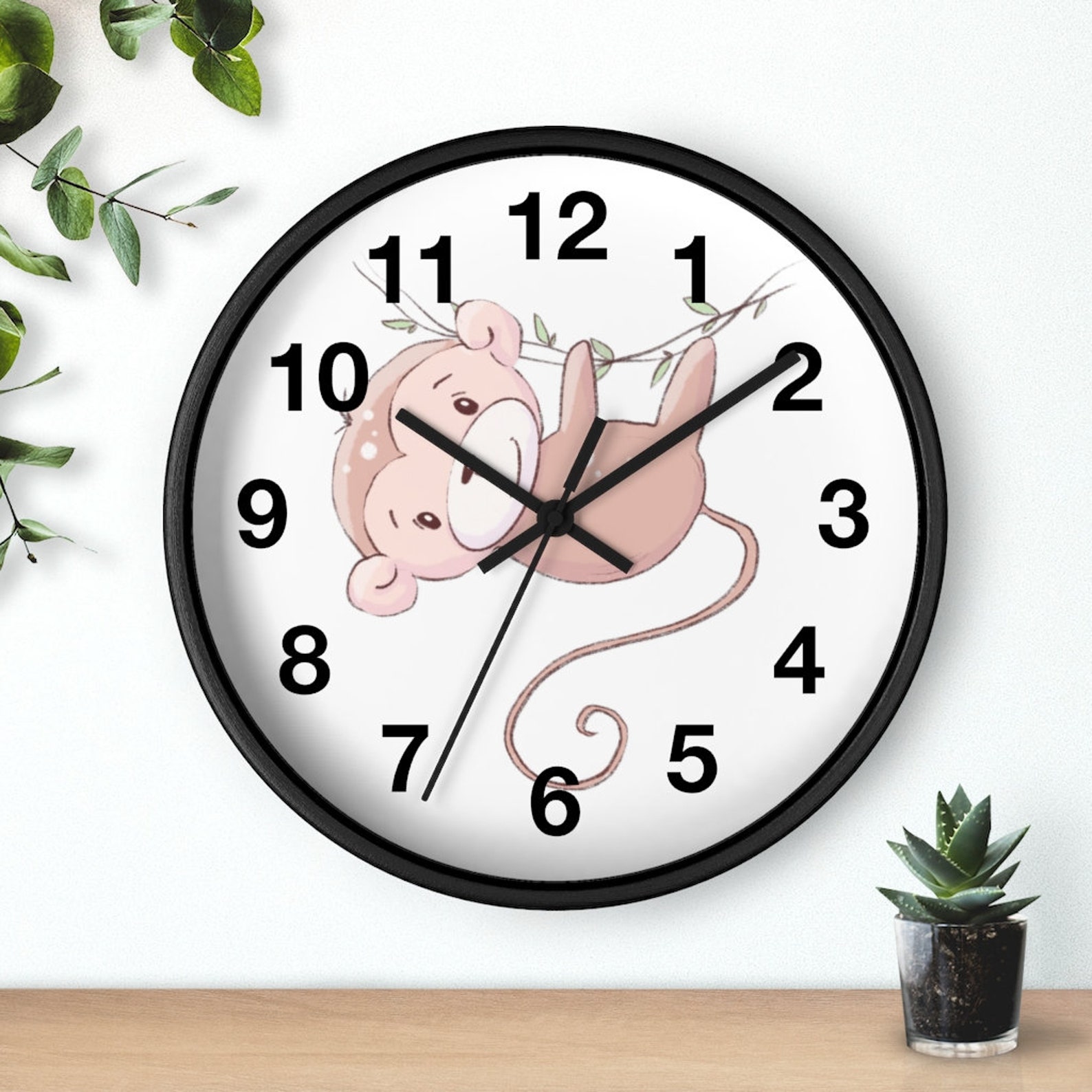 Cute Monkey Silent Wall Clock for Nursery - Etsy