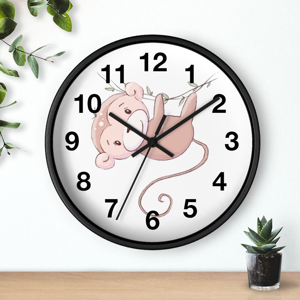 Cute Monkey Silent Wall Clock for Nursery - Etsy