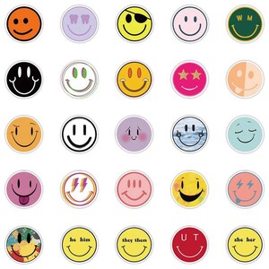 Smiley Face Stickers: Waterproof Vinyl Decals - No Repeats - Etsy