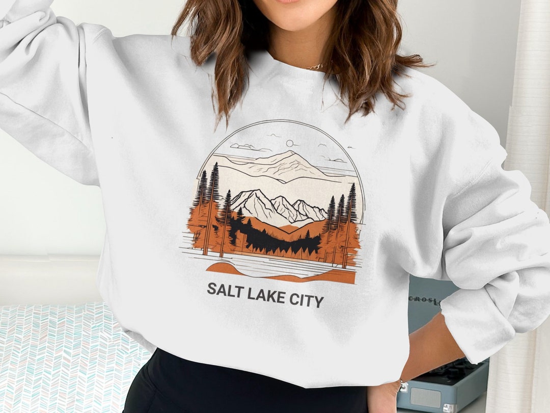 Salt Lake City Sweatshirt, Mountain Landscape Graphic Pullover, Outdoor ...