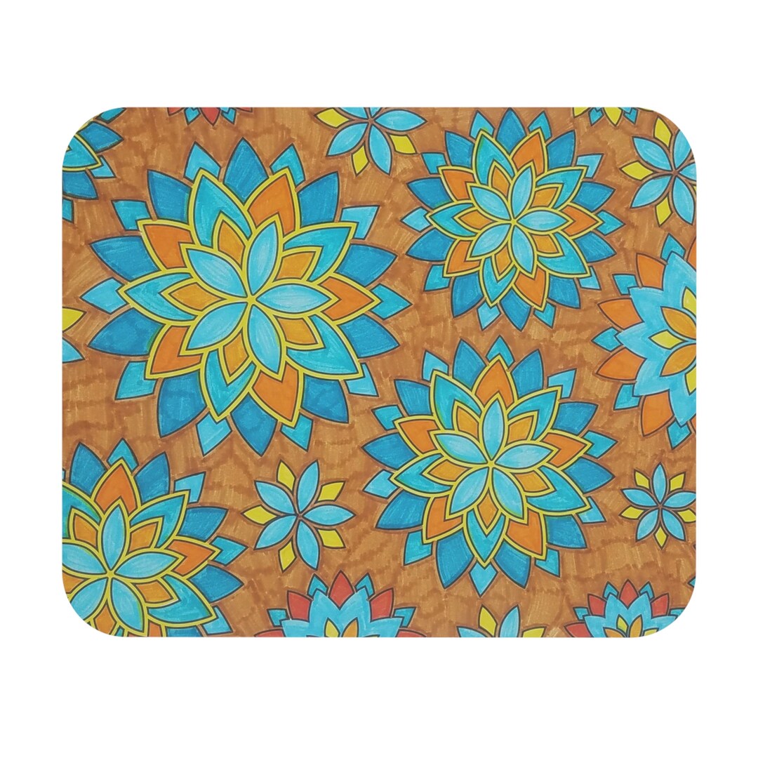 Hand Colored Mouse Pad - Designs to Color - Flowered Mouse Pad - Desk ...
