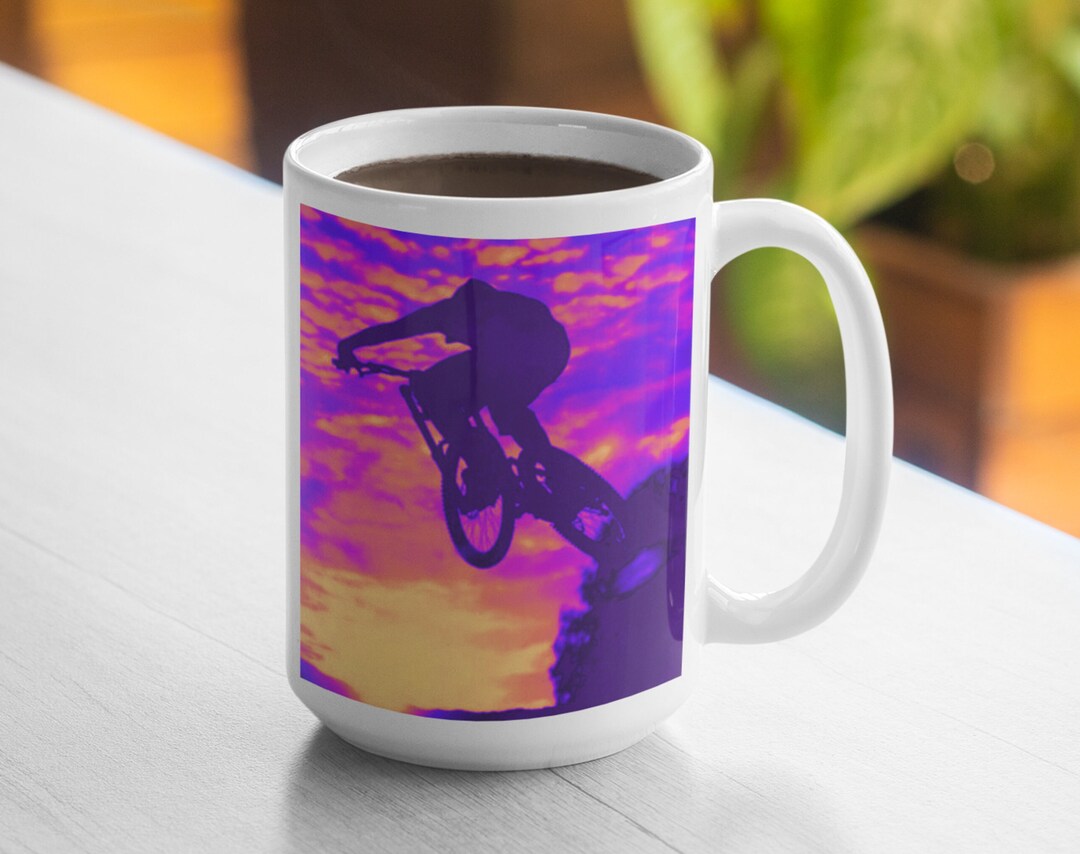 BMX Rider Custom Design Coffee Mug BMX Rider at Sunrise Gift for Biker ...