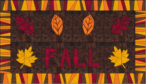Fall With Leaves Foundation Paper Piecing Pattern 12 X 24 Pdf Zellasewz ...
