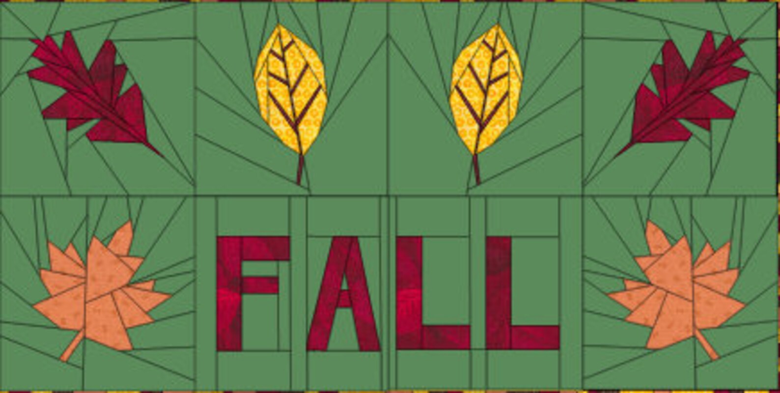 Fall With Leaves Foundation Paper Piecing Pattern 12 X 24 Pdf Zellasewz ...