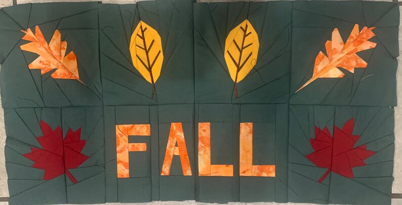 Fall With Leaves Foundation Paper Piecing Pattern 12 X 24 Pdf Zellasewz ...