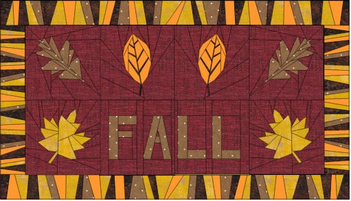 Fall With Leaves Foundation Paper Piecing Pattern 12 X 24 Pdf Zellasewz ...