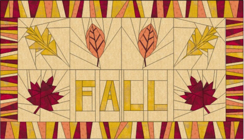 Fall With Leaves Foundation Paper Piecing Pattern 12 X 24 Pdf Zellasewz ...