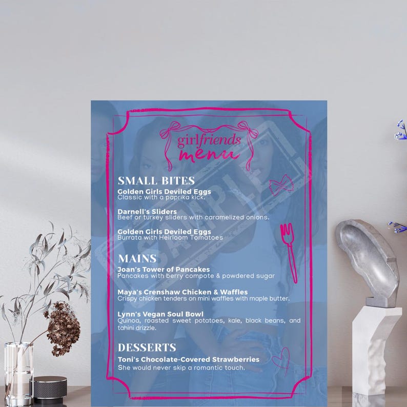 Girlfriends TV Show Menu Template: 90s Party Decor (digital Download ...