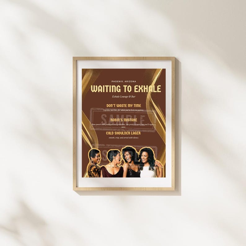 Waiting to Exhale Signature Cocktail Menu, 90s Party (canva Template ...