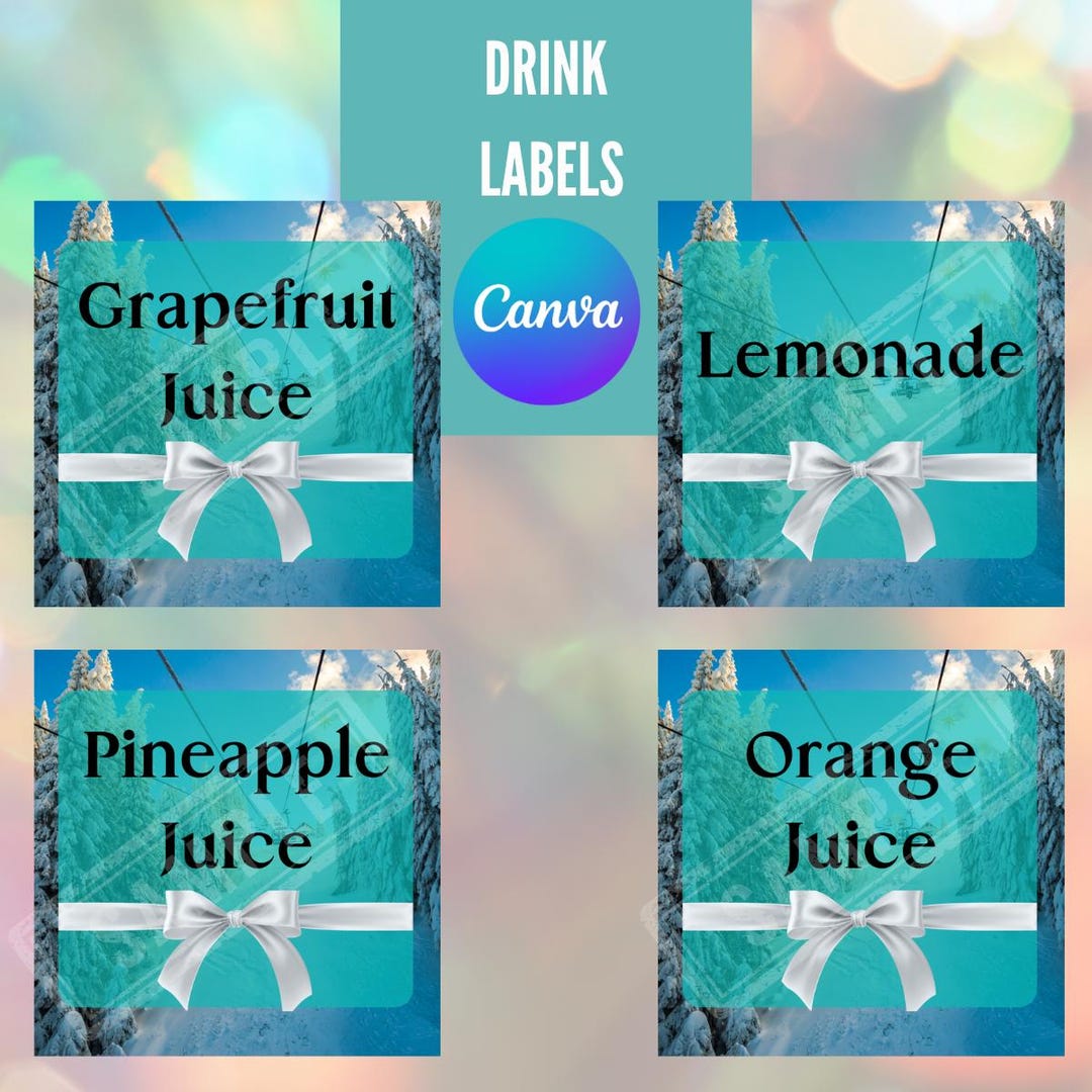 EDITABLE Christmas at Tiffany's Drink Labels, Blue Party Decor, Mimosa ...