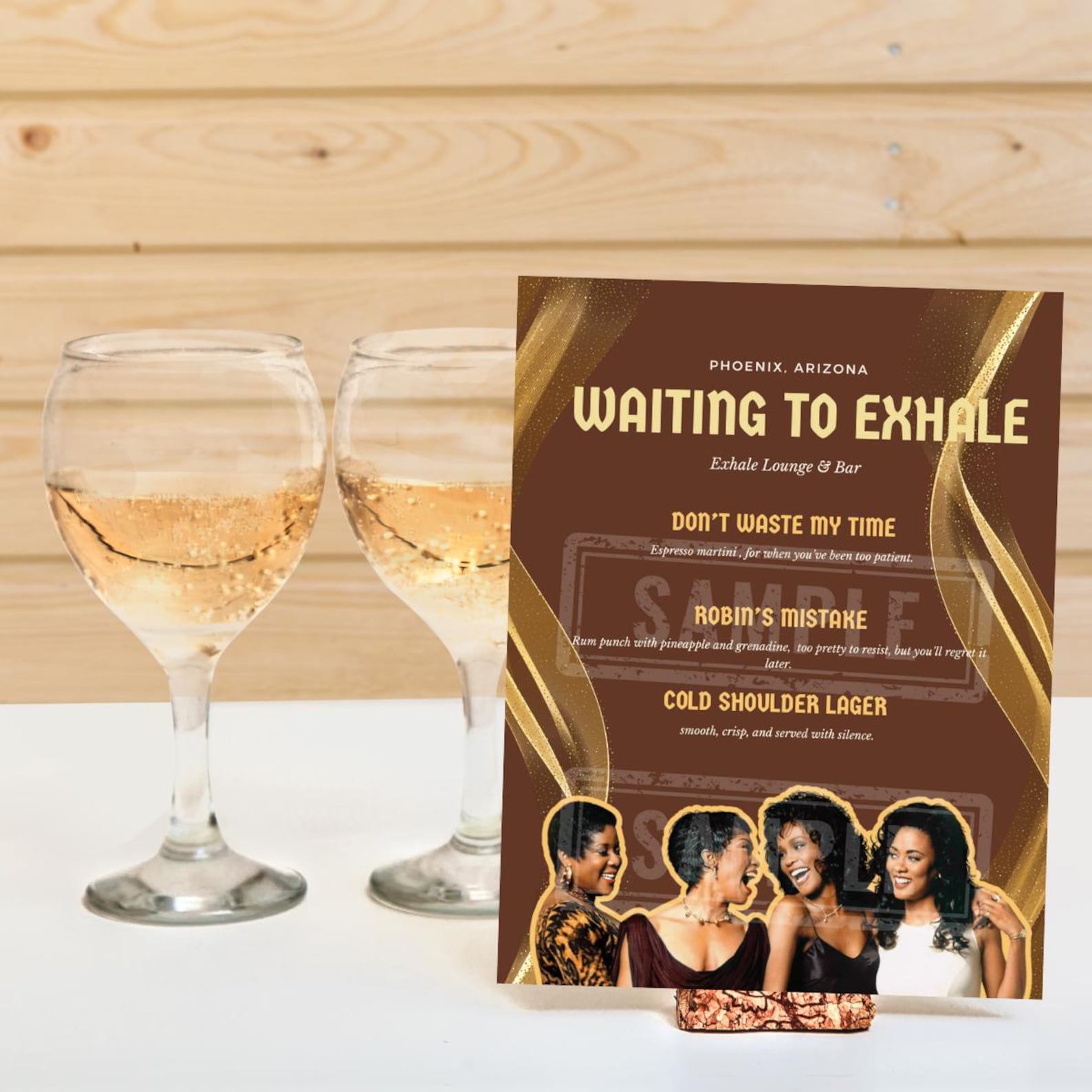 Waiting to Exhale Drink Menu, Party Drinks Menu, Brown Decor, Wedding, Bridal Shower, Girls ...
