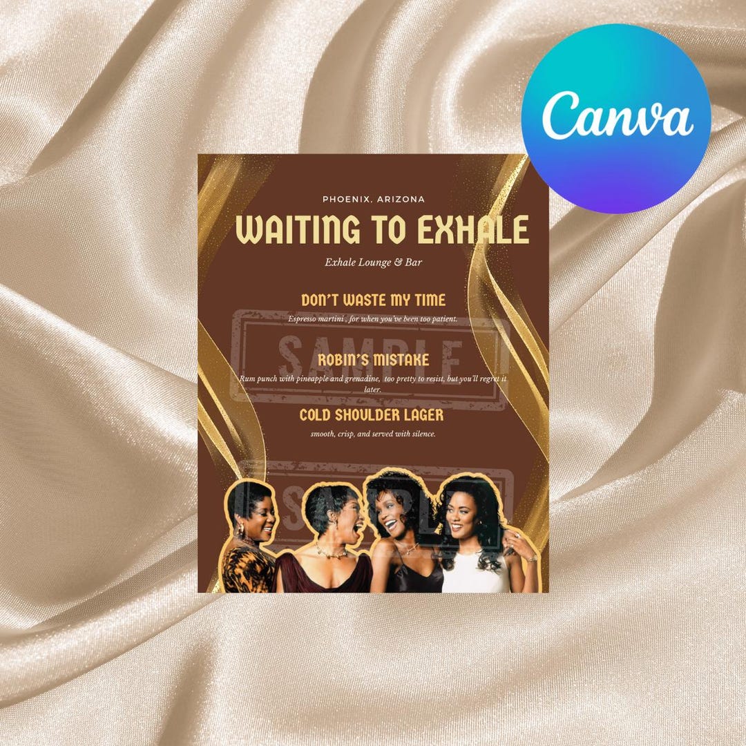 Waiting to Exhale Signature Cocktail Menu, 90s Party (canva Template) - Etsy