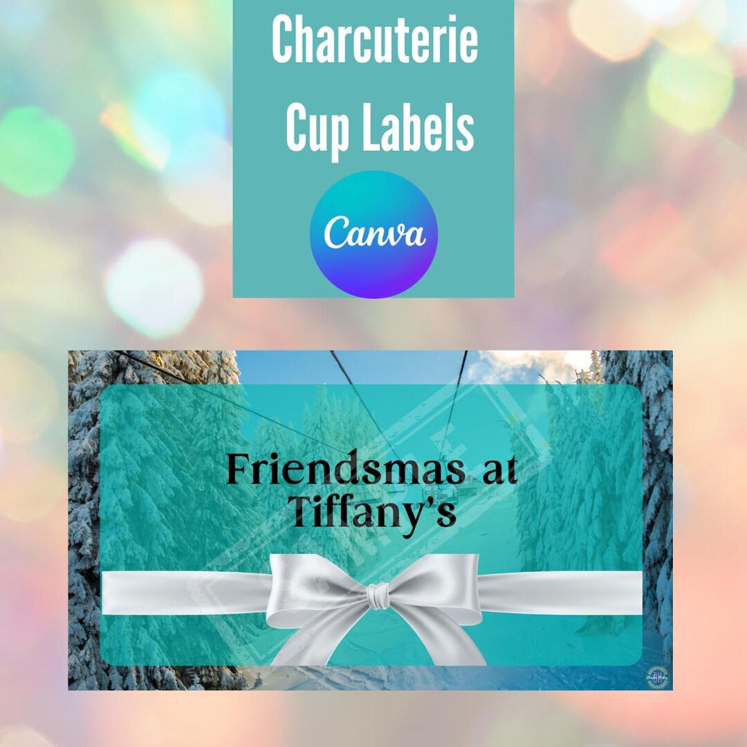 Christmas at Tiffany's Charcuterie Cup Labels, Blue Party Decor ...