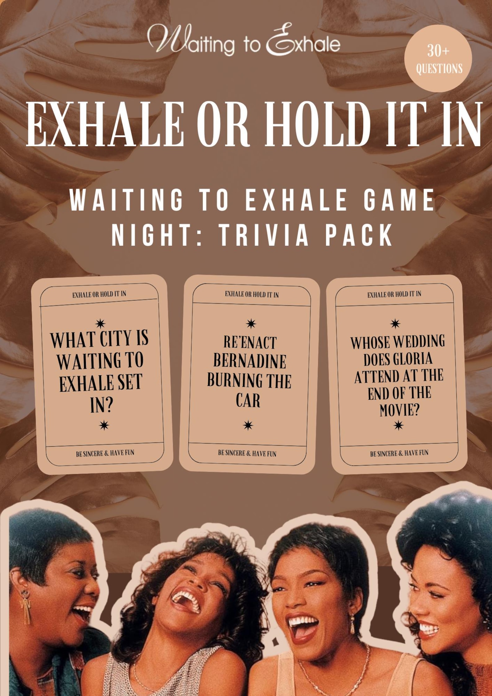 Waiting to Exhale Game Night | Black Girl Trivia | 90s Movie Party | Printable Girls Night I ...