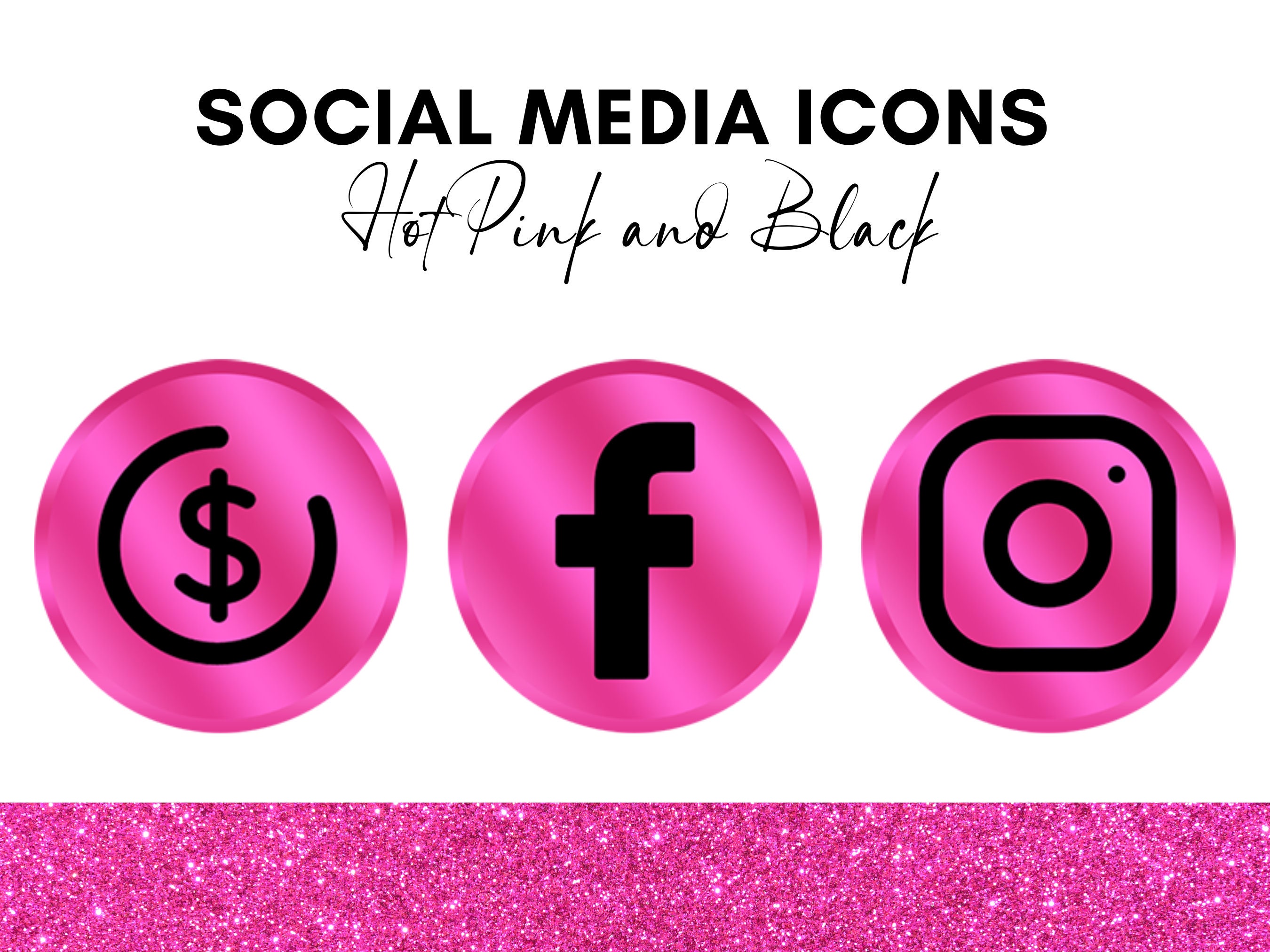 Pink And Black Social Media Icons