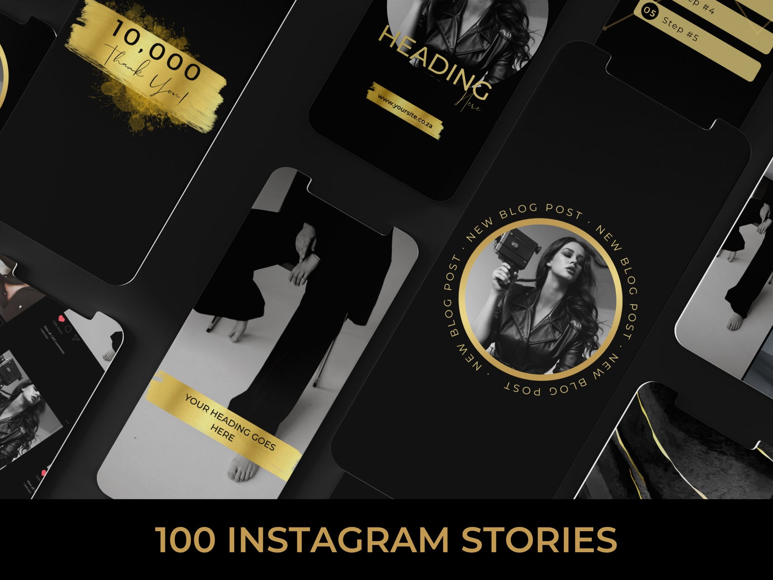 Black and Gold Instagram Post Templates, Instagram Story Templates ...
