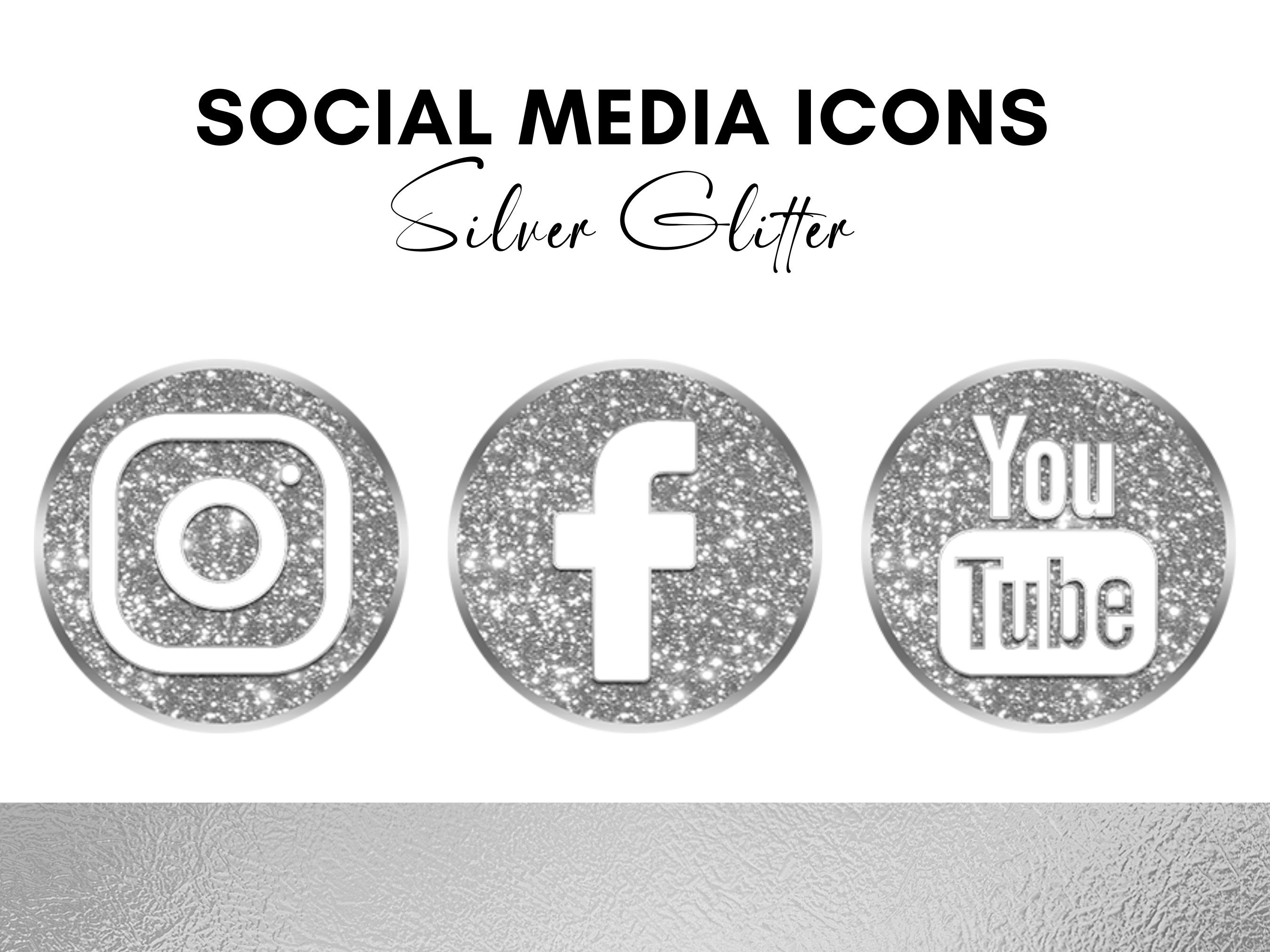 Silver Glitter Social Media Icons PNG, Facebook Icon, Instagram Icon ...