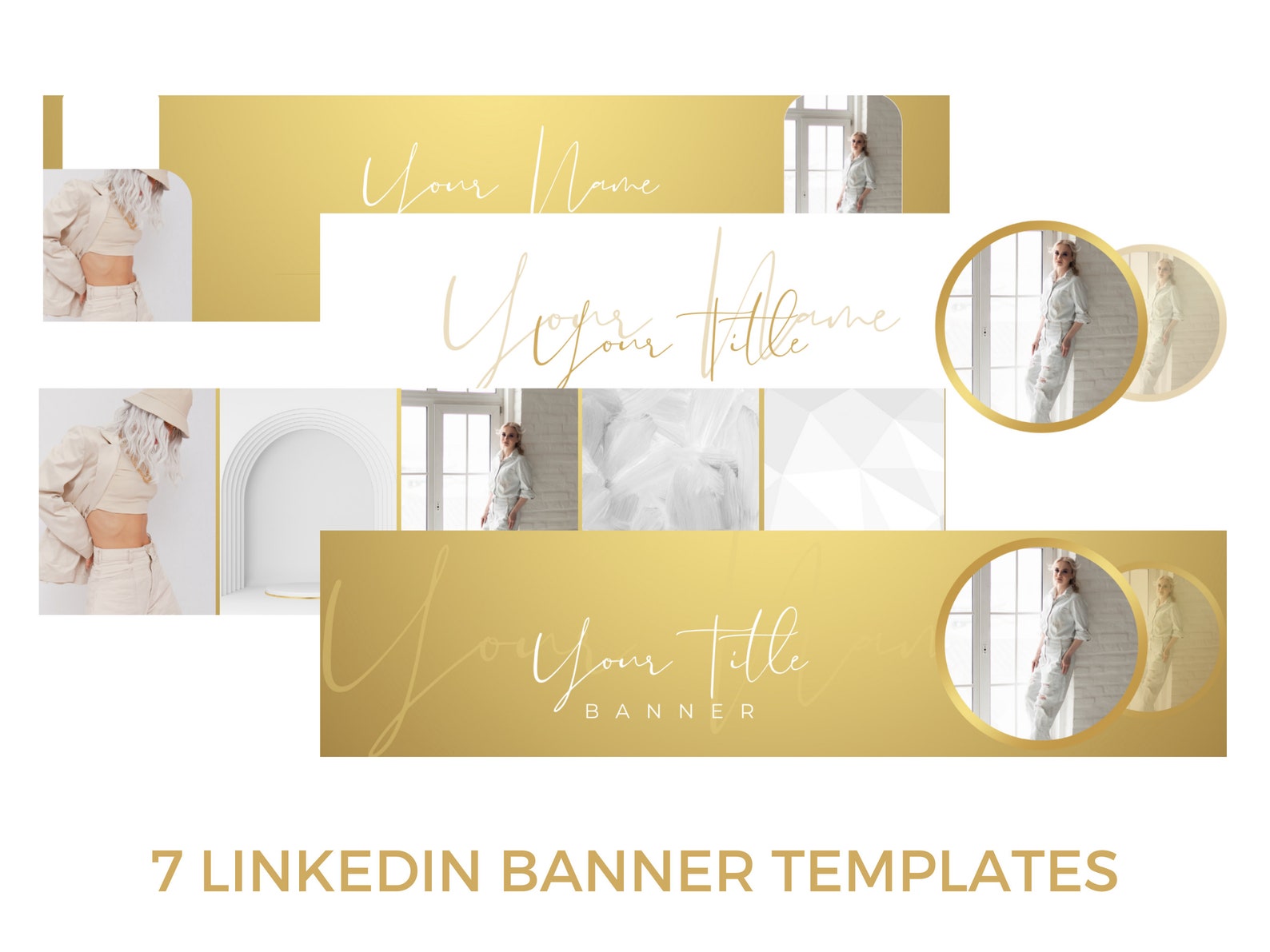 Gold Linkedin Banner Templates, Canva Editable Design (PDF) - Etsy