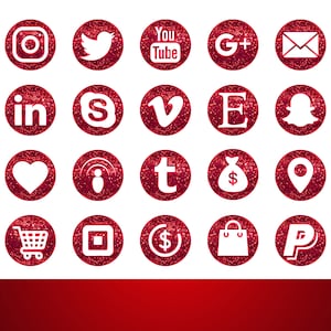 Red Glitter Social Media Icons PNG, Facebook Icon, Instagram Icon ...
