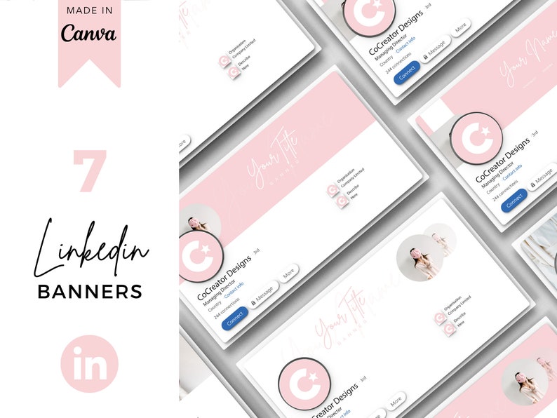 7 Linkedin Banner Templates, Editable Pink Linkedin Banner Canva ...