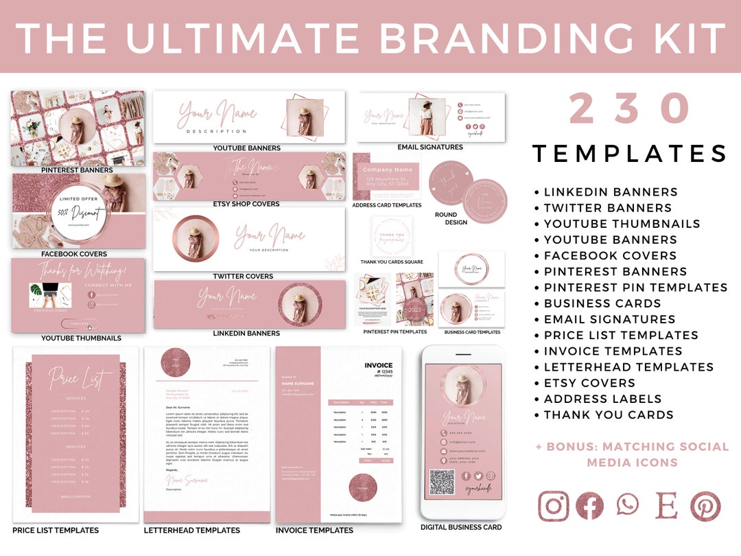 The Ultimate Business Branding Kit Canva, Pinterest, Linkedin, Facebook ...