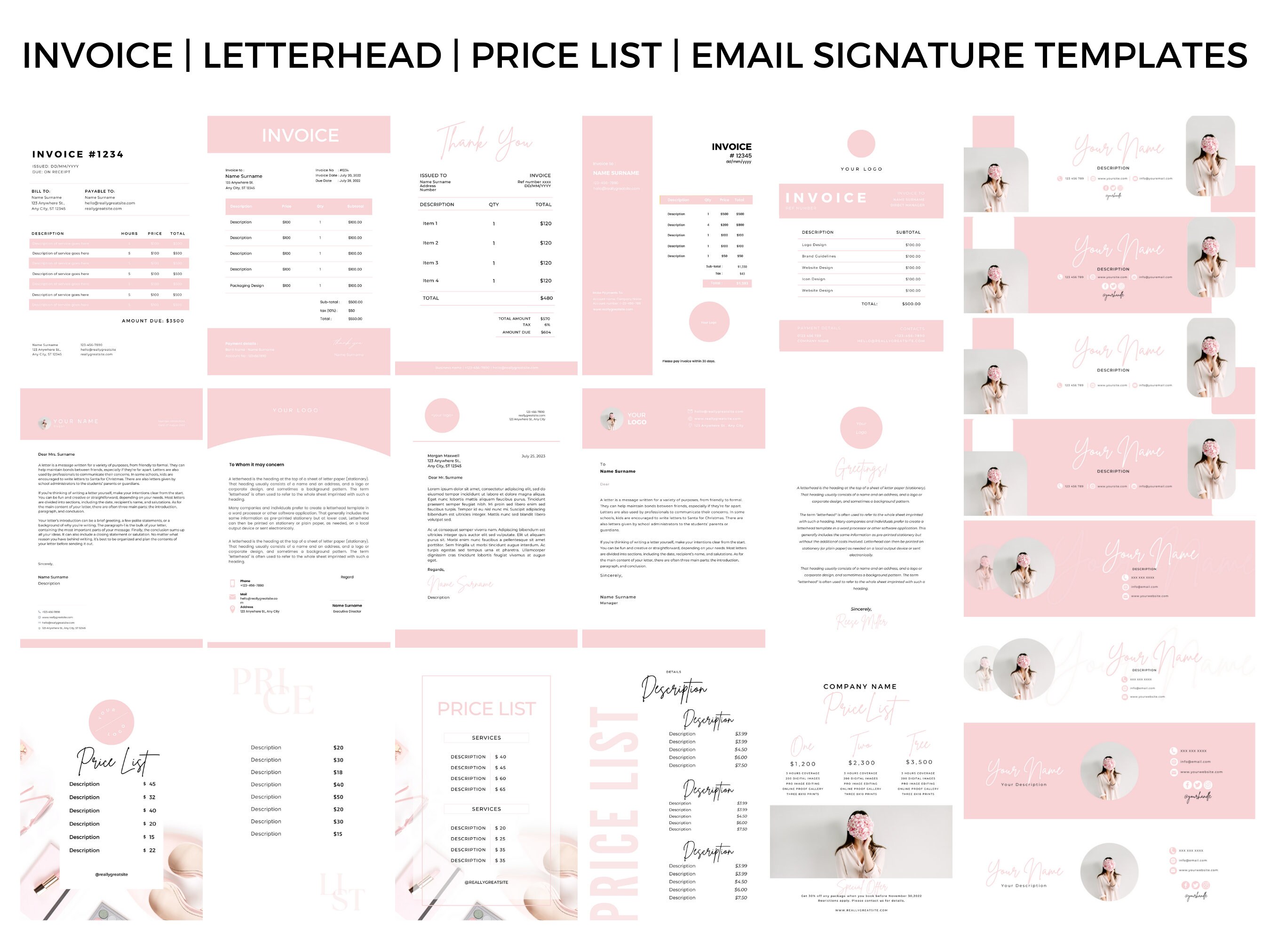 550 MEGA Branding Kit, Pink Instagram Templates, Social Media Banners ...