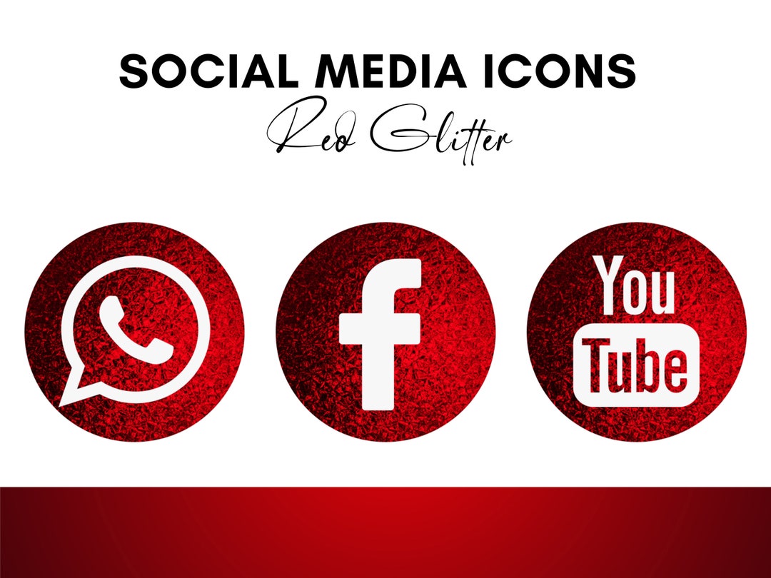 Red Glitter Social Media Icons PNG (digital Download) - Etsy UK