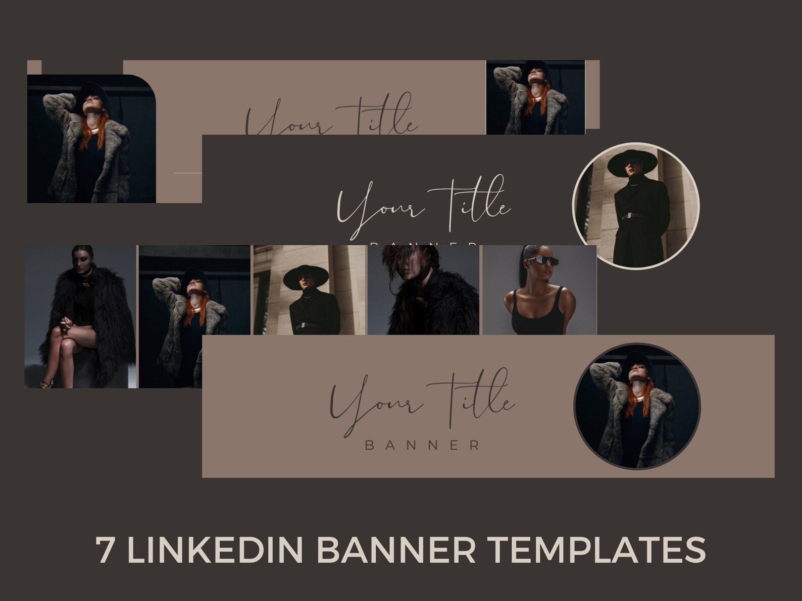 7 Linkedin Banner Templates, Editable Dark Brown Linkedin Banner ...